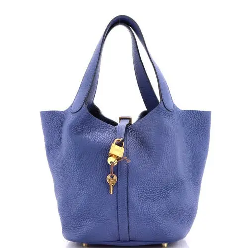 Hermès Picotin Lock Bag Clemence Mm - Blue