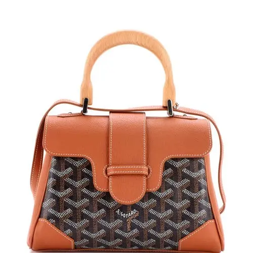 Goyard Saigon Top Handle Bag Coated Canvas With Leather Mini - Brown