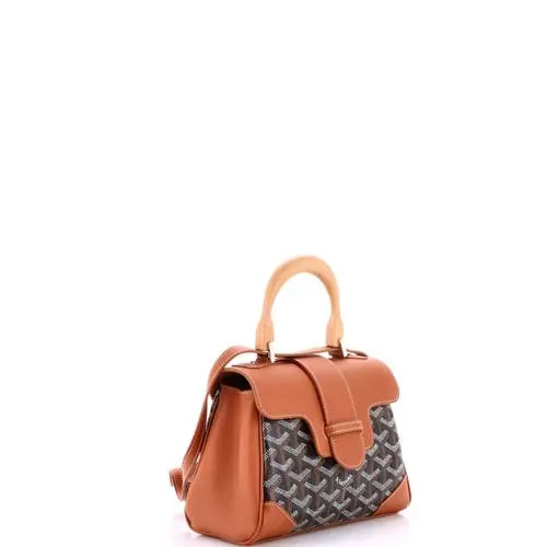 Goyard Saigon Top Handle Bag Coated Canvas With Leather Mini - Brown