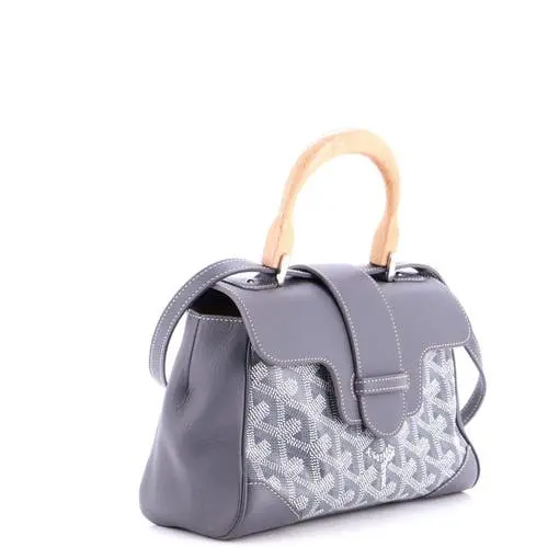 Goyard Saigon Top Handle Bag Coated Canvas With Leather Mini - Grey