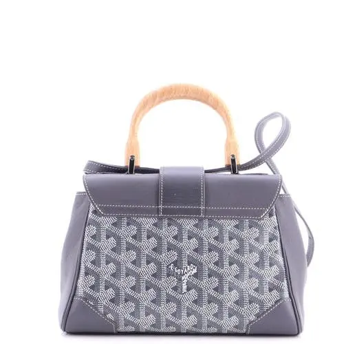 Goyard Saigon Top Handle Bag Coated Canvas With Leather Mini - Grey