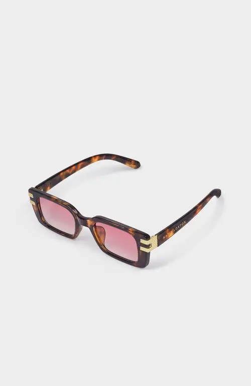 KATIE LOXTON Malibu Rectangle Sunglasses - Dark Tortoiseshell