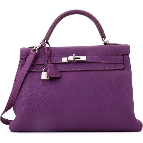 Hermès Kelly Handbag Purple Togo With Palladium Hardware 32 - Anemone