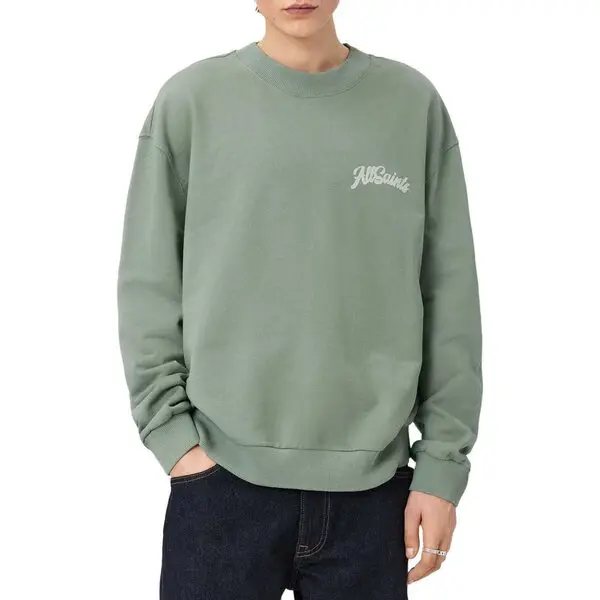 ALLSAINTS Odyssey Logo Relaxed-fit Sweatshirt - Spring Green