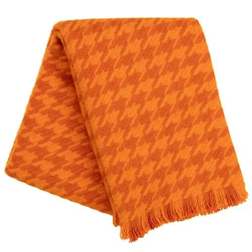 PRINCE OF SCOTS Southampton Home Naturally Weighted Houndstooth Throw - Orange