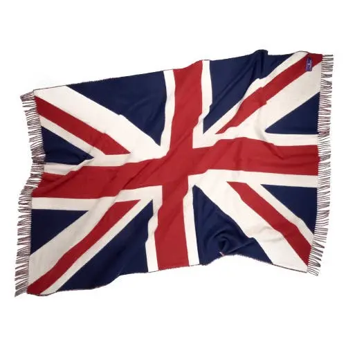 PRINCE OF SCOTS Union Jack Merino Wool Throw - Multi-color