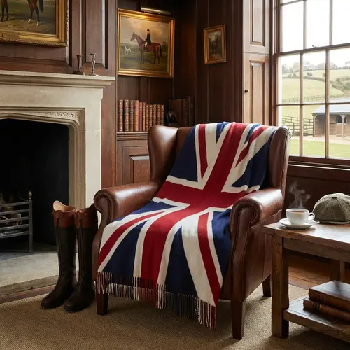 PRINCE OF SCOTS Union Jack Merino Wool Throw