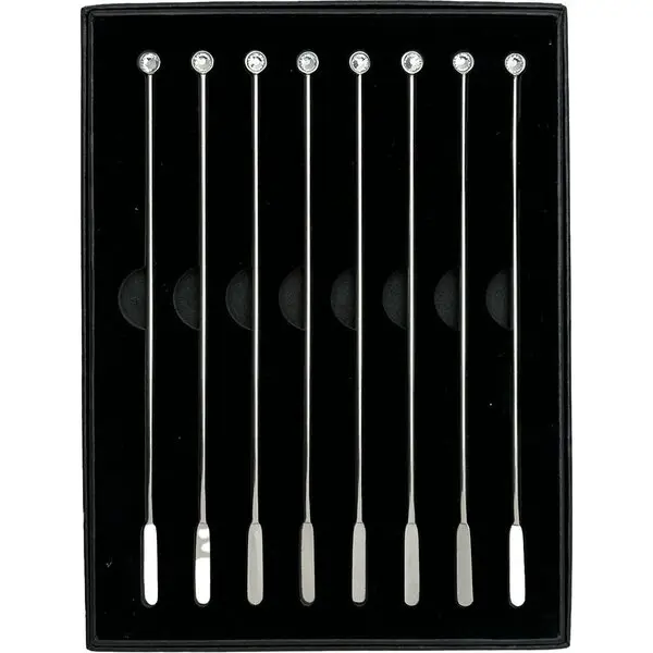 PRINCE OF SCOTS Diamond Crystal Cocktail Stir Sticks - Silver