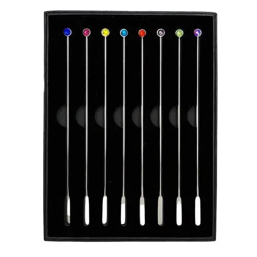 PRINCE OF SCOTS Bright Gem Crystal Cocktail Stir Sticks - Silver