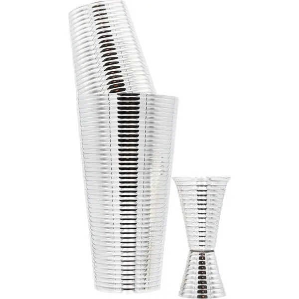 PRINCE OF SCOTS Fluted 3-piece Cocktail Shaker Set - Silver
