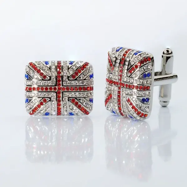PRINCE OF SCOTS Union Jack Crystal Cufflinks - British Flag Enamel