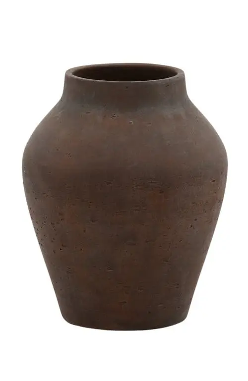 DOVETAIL FURNITURE Leander Cement Outdoor Vase - Brown - Medium