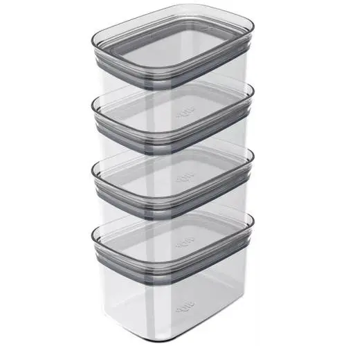 OU Airtight Stackable Food Storage Container Set With Leak Proof Lid - Clear