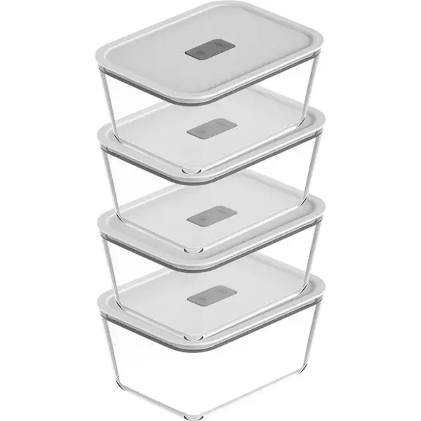 OU Stackable Airtight Glass Food Storage Container Set With Microwave Valve And Leak Proof Lid