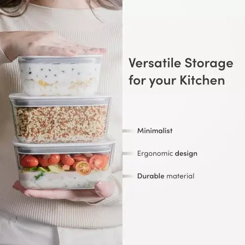 OU Stackable Airtight Glass Food Storage Container Set With Microwave Valve And Leak Proof Lid