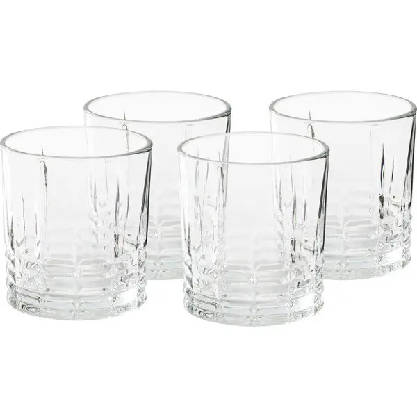 MARTHA STEWART EVERYDAY Calista 4 Piece 11.5 Ounce Double Old Fashioned Glassware Set - Clear