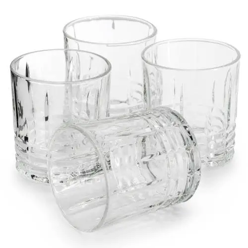 MARTHA STEWART EVERYDAY Calista 4 Piece 11.5 Ounce Double Old Fashioned Glassware Set