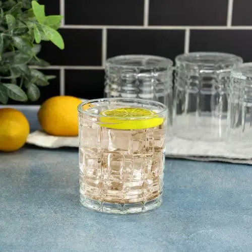 MARTHA STEWART EVERYDAY Calista 4 Piece 11.5 Ounce Double Old Fashioned Glassware Set