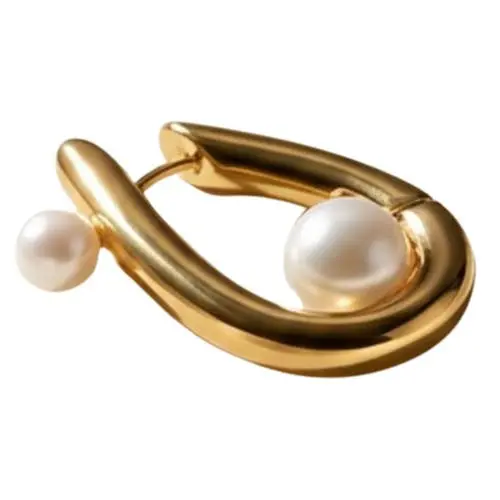 AKALIA Margot Pearl Huggie Earrings - Gold