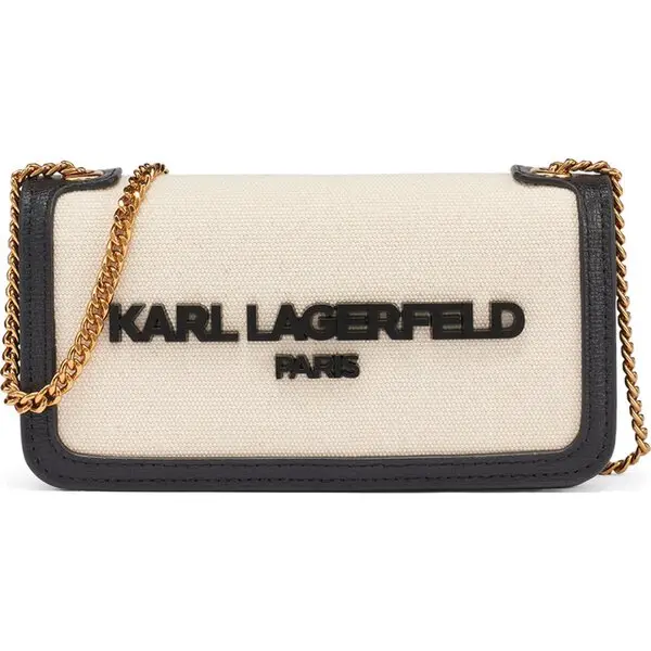 Karl Lagerfeld Paris Kosette Canvas Shoulder - Natural/black