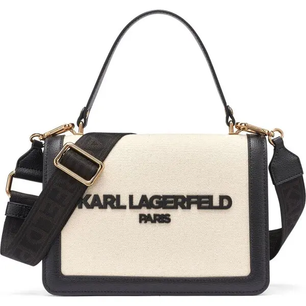 Karl Lagerfeld Paris Simone Canvas Satchel - Natural/black