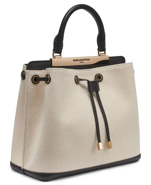Karl Lagerfeld Paris Evelina Canvas Bucket Bag - Natural/black