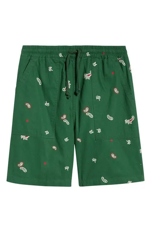 SERVICE WORKS Paisley Organic Cotton Poplin Chef Shorts - Forest