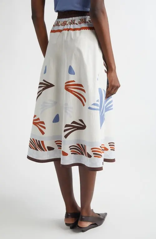Herno Printed Cotton Midi Skirt - White Multi