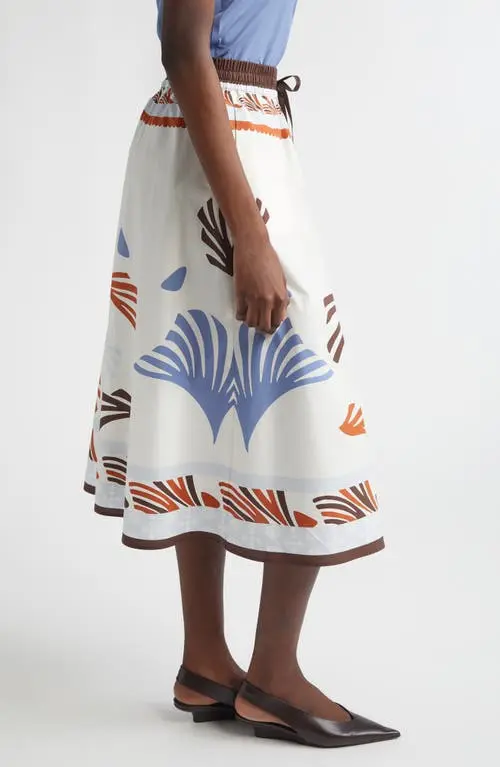 Herno Printed Cotton Midi Skirt - White Multi