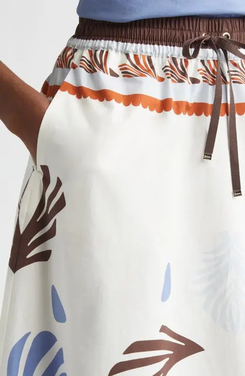 Herno Printed Cotton Midi Skirt - White Multi