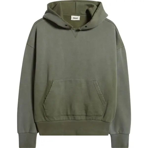 ELWOOD Ranger Oversize Distressed Cotton Hoodie - Aged Green