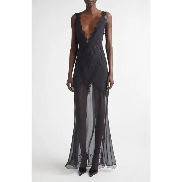 TOM FORD Enverse Satin Lace Slipdress - Black