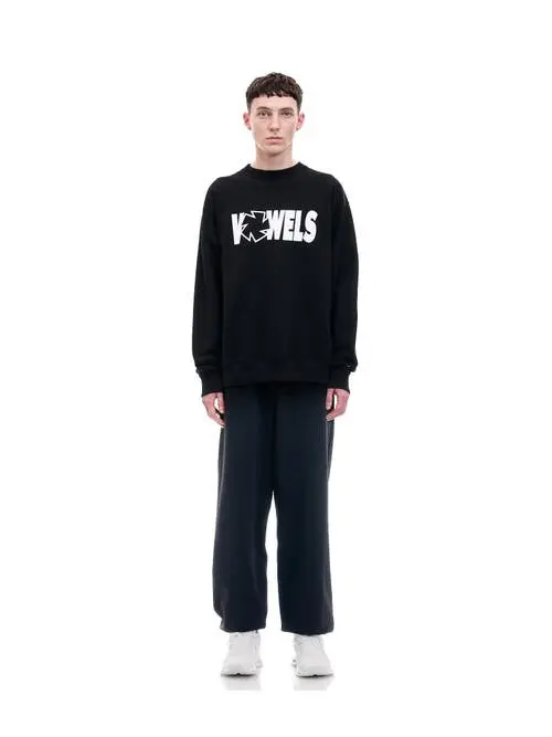 VOWELS Icon Spell Out Crewneck - Black