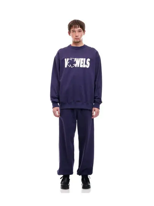 VOWELS Icon Spell Out Crewneck - Navy