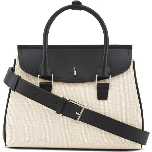 BEHNO Canvas & Leather Satchel - Sand/black