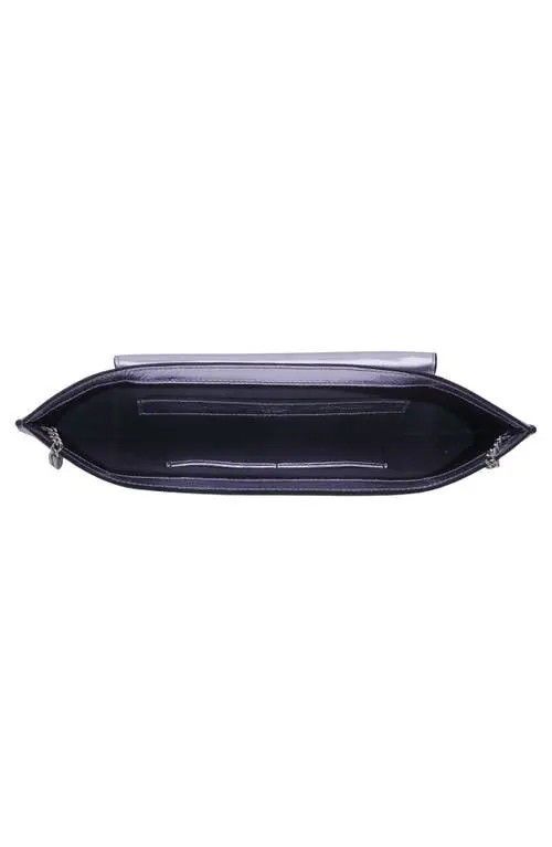 BEHNO Nadia Metallic Leather Clutch - Thistle