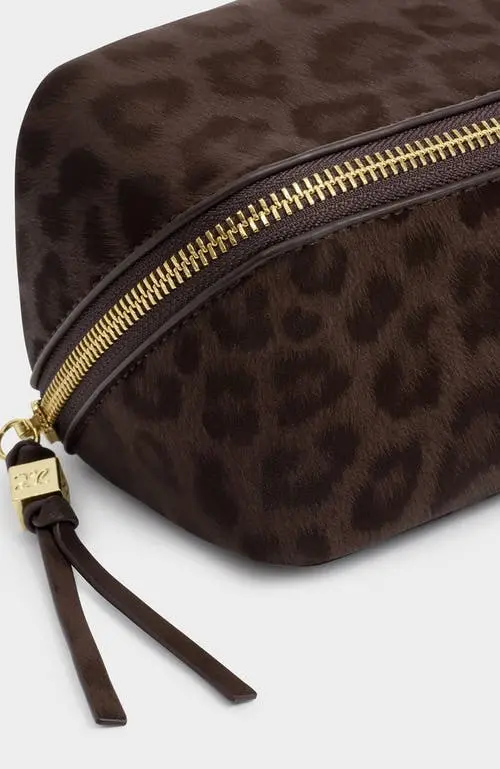 KATIE LOXTON Fold-out Mirror Make Up Bag - Chocolate Leopard