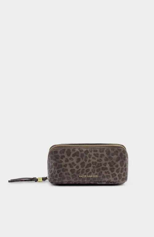 KATIE LOXTON Fold-out Mirror Make Up Bag - Leopard