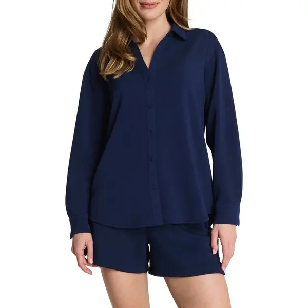 Spanx Oversized Button-up Shirt - Timeless Navy