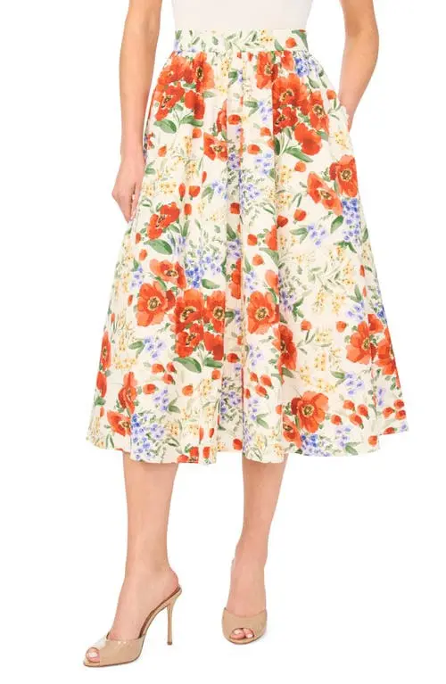 Ted Baker London Floral Print Gathered Midi Skirt
