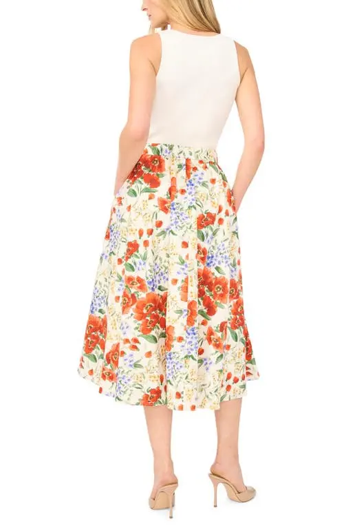 Ted Baker London Floral Print Gathered Midi Skirt