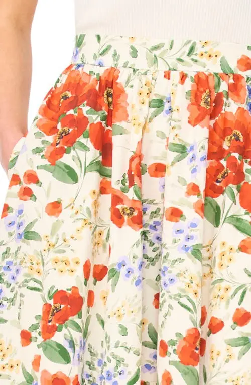 Ted Baker London Floral Print Gathered Midi Skirt