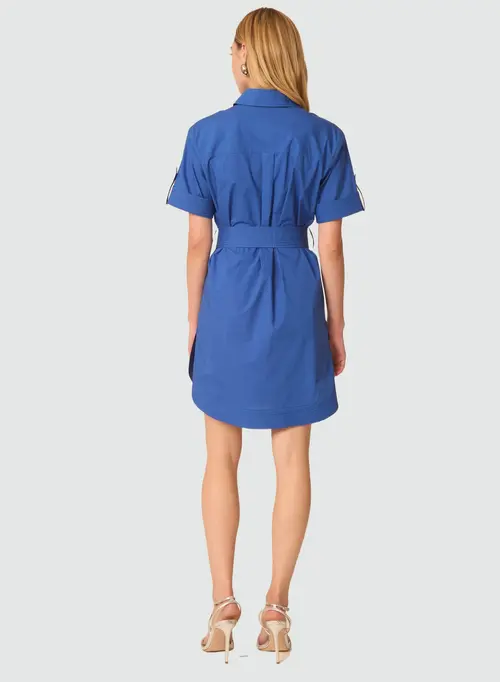 GILNER FARRAR Marlee Belted Cotton Shirt Dress - Azure