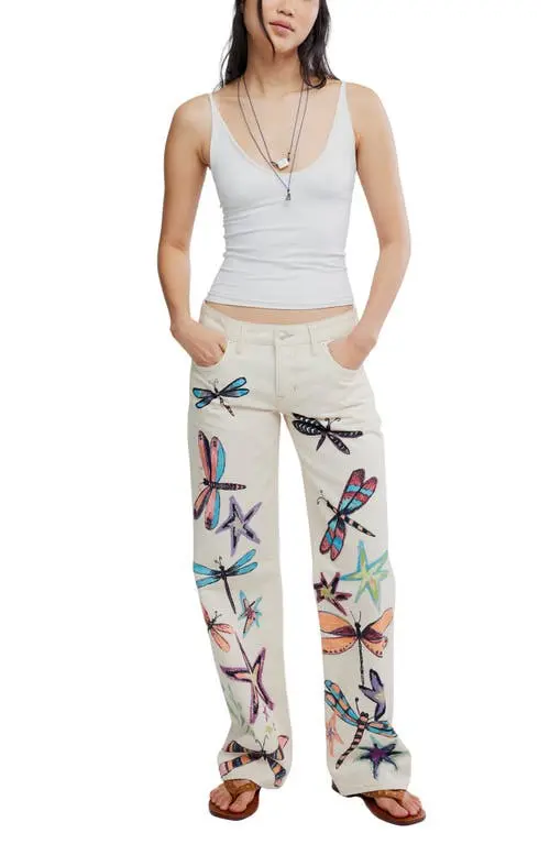 Free People Tennessee Trompe L'oeil Print Jeans