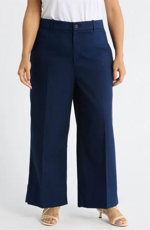 Spanx Supersmooth™ Crop Wide Leg Stretch Twill Trousers - Timeless Navy