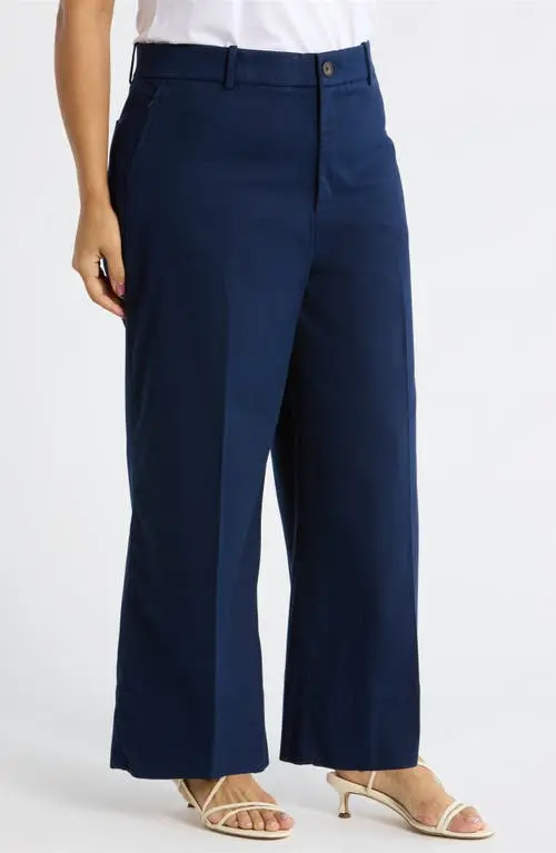 Spanx Supersmooth™ Crop Wide Leg Stretch Twill Trousers - Timeless Navy