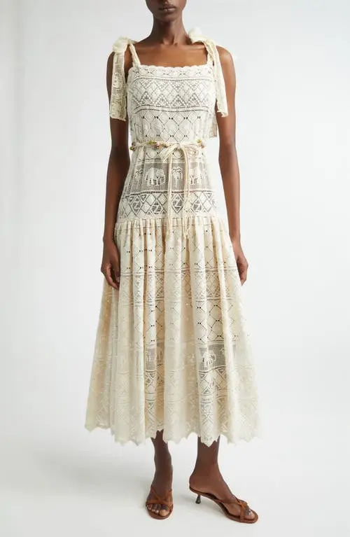 Zimmermann Indra Lace Cover-up Sundress - Tea