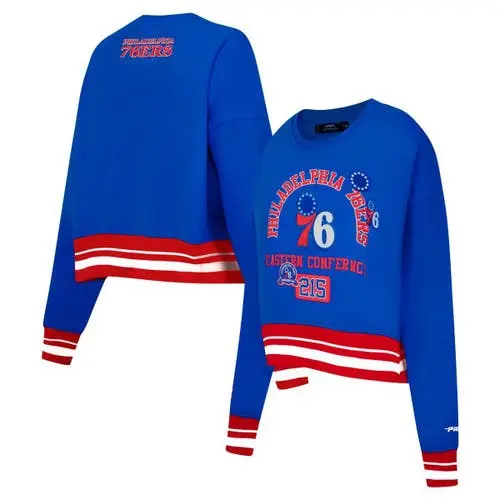 PRO STANDARD Philadelphia 76ers Area Code Cropped Pullover Sweatshirt