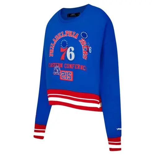 PRO STANDARD Philadelphia 76ers Area Code Cropped Pullover Sweatshirt