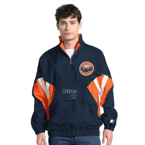 STARTER Houston Astros Cooperstown Chief Half-zip Pullover - Navy